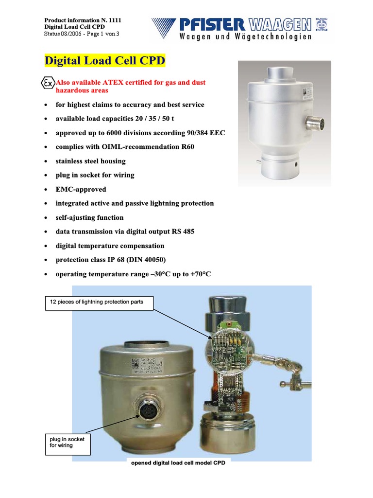 Digital Load Cell »CPD - Pfister Waagen Bilanciai GmbH | PDF ... Digital Load Cell »CPD - Pfister Waagen Bilanciai GmbH | PDF ...