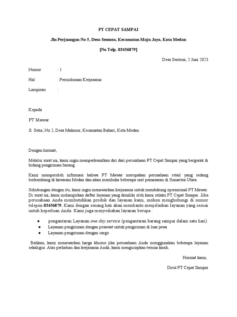 Contoh Surat Penawaran Barang | PDF