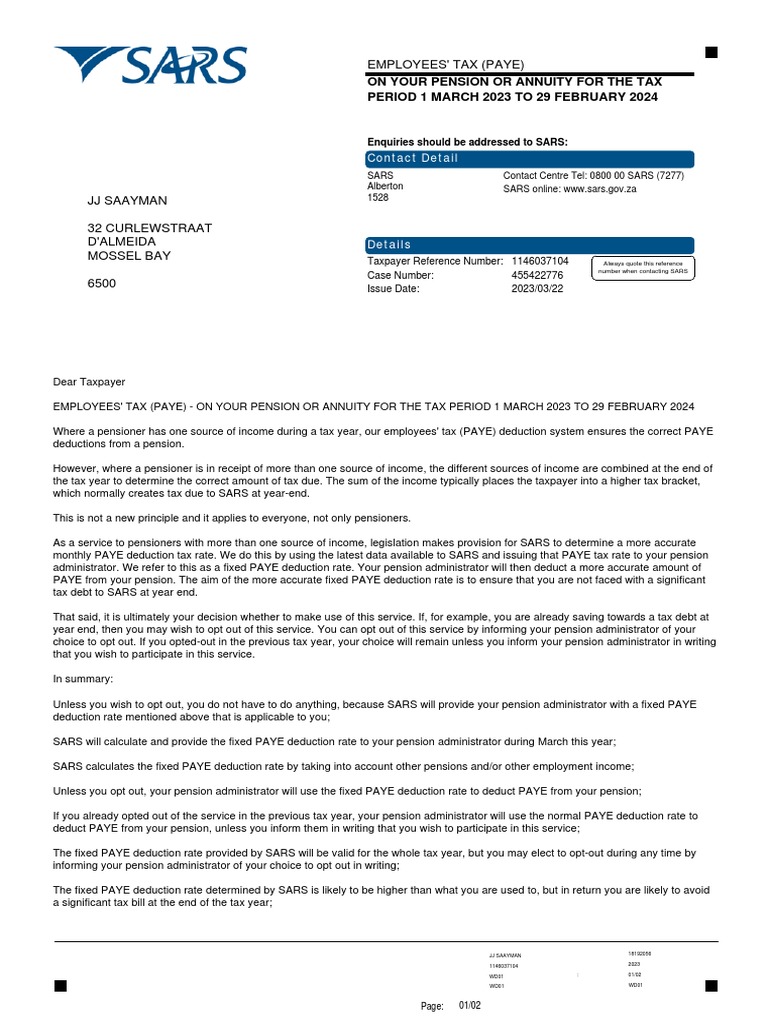 Get Letter | Download Free PDF | Taxes | Pension