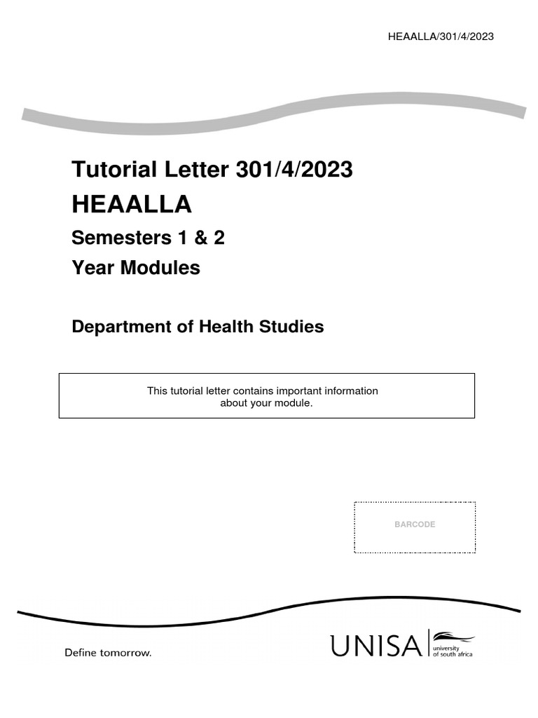 Heaalla: Tutorial Letter 301/4/2023 | PDF | Essays | Multiple Choice