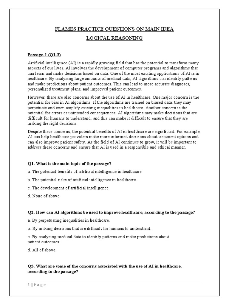 Main Idea Topic Test 2 | PDF
