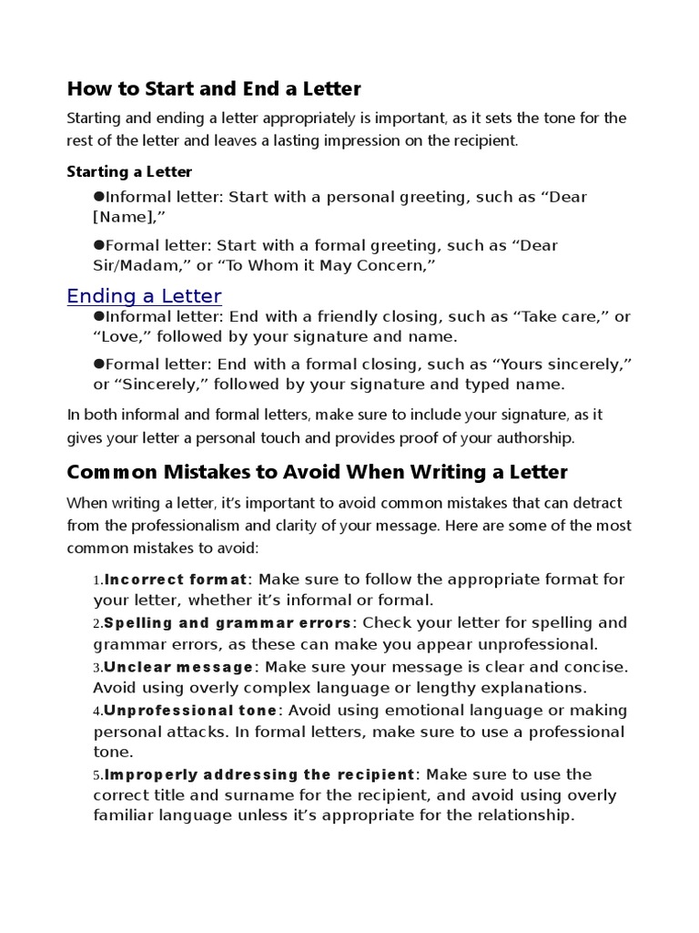 How To Start and End A Letter | PDF