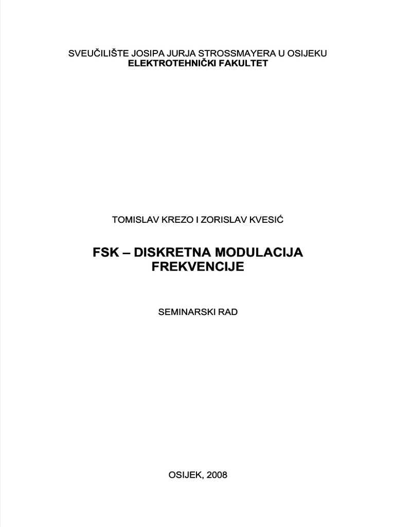 PDF FSK Diskretna Modulacija Frekvencije DL | PDF