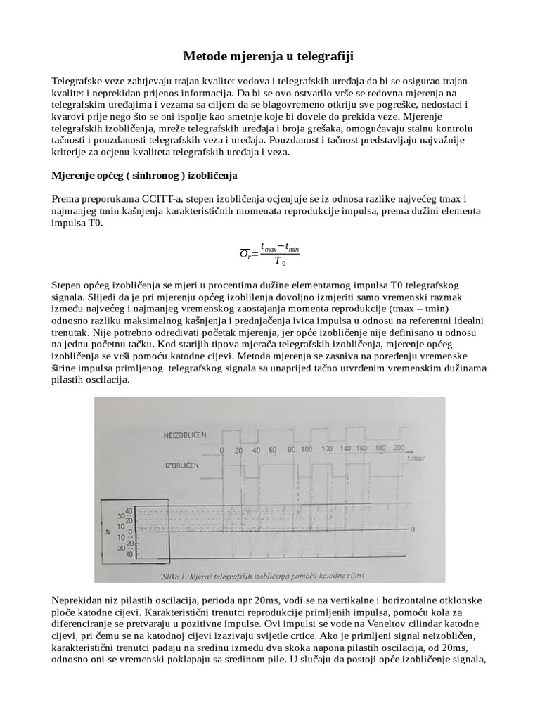 Metode Mjerenja U Telegrafiji - Metoda Općeg Izobličenja | PDF