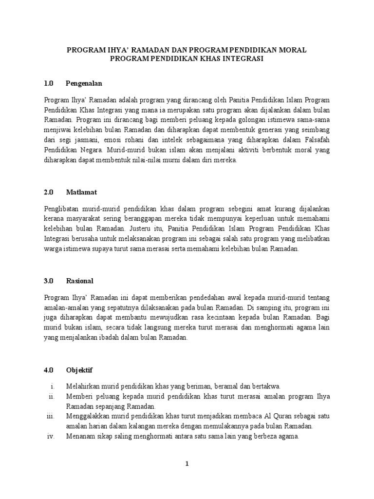 Kertas Kerja Ihya Ramadan 2023 2024 | PDF