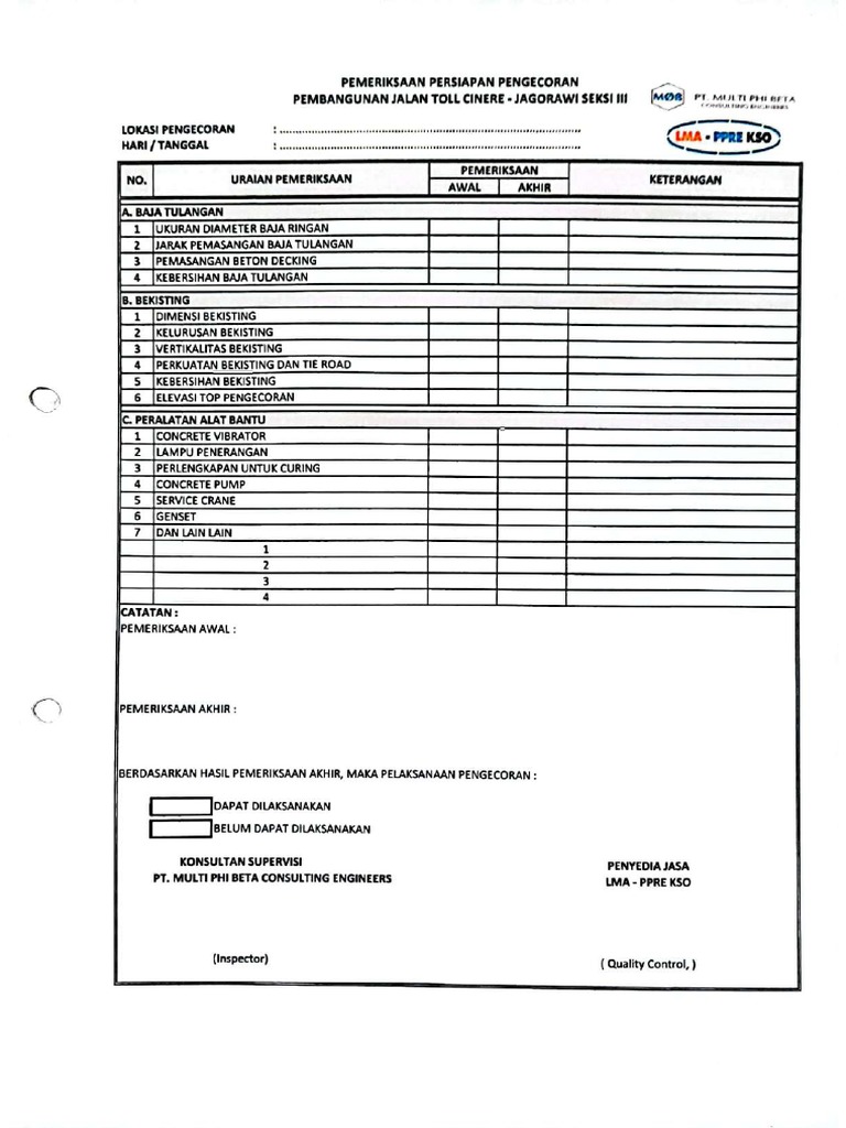 Ceklis Pembesian | PDF