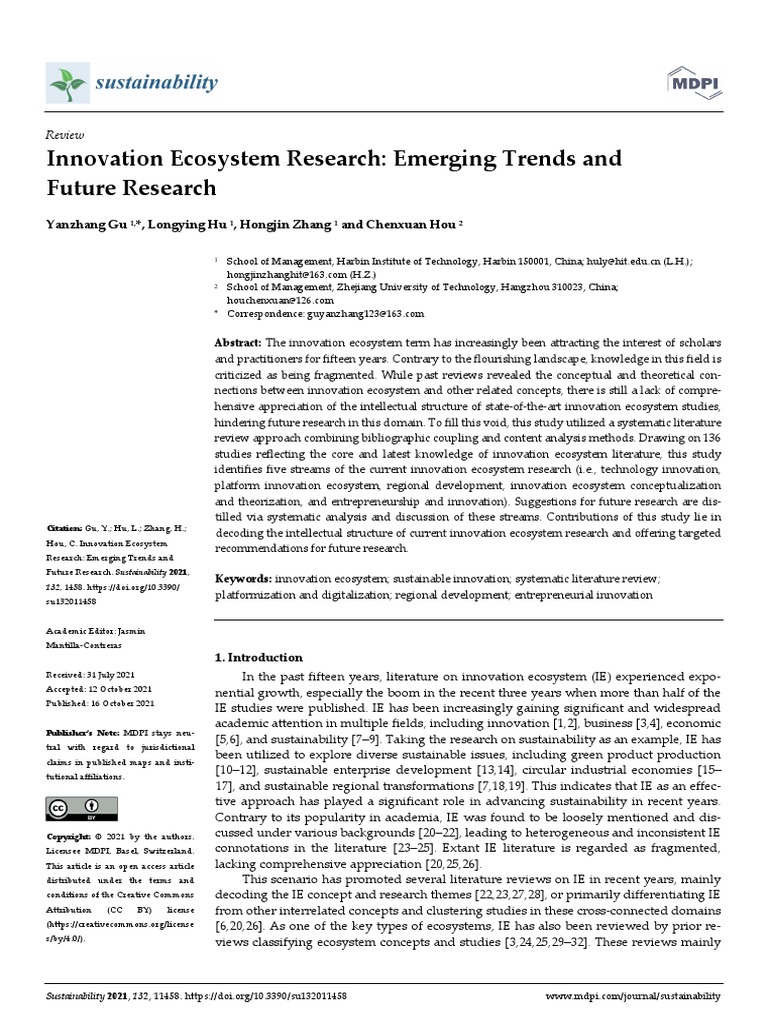 Innovation Ecosystem Research Emerging Trends and | PDF | Innovation ...