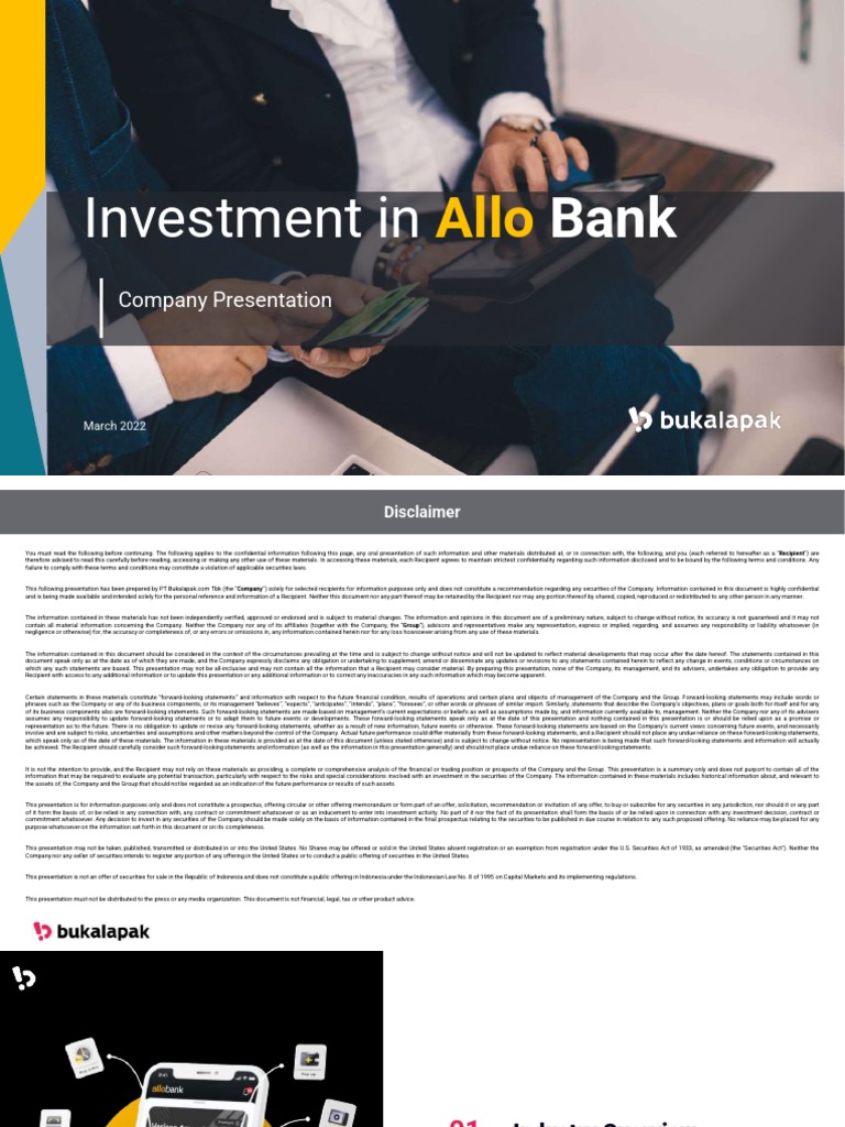 Allo Bank Investor Presentation | PDF | Banks | Cash
