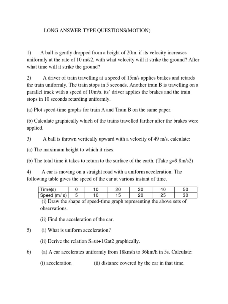 Numericals On Equations of Motion | PDF | Acceleration | Velocity