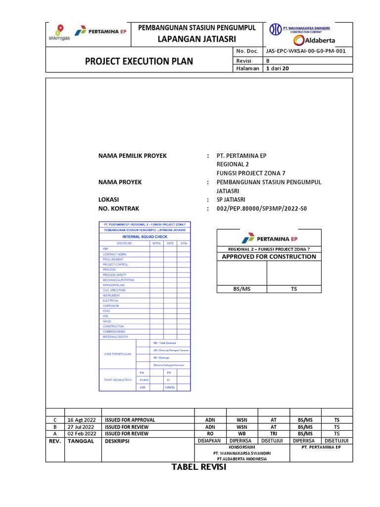 JAS-EPC-WKASAI-00-G0-PM-001 - Project Execution Plan - IFA Rev C | PDF