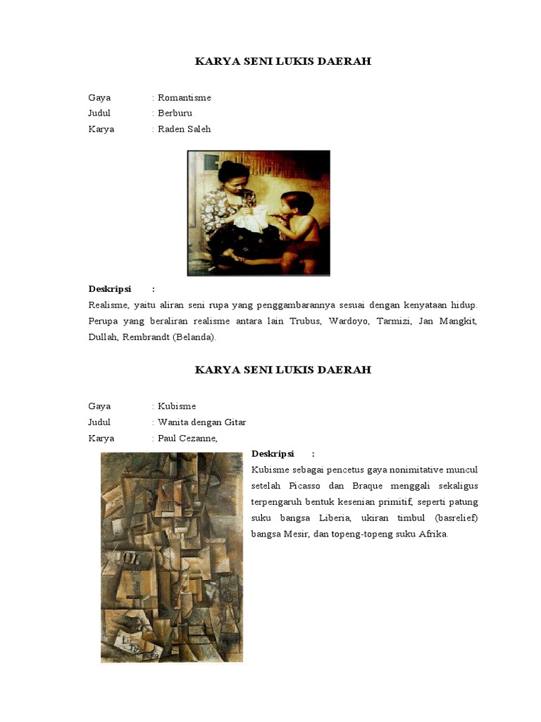 Karya Seni Lukis: Gaya dan Deskripsi | PDF | Klasik