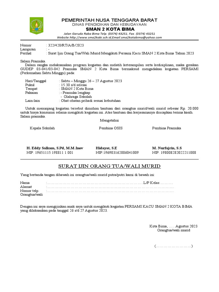 Surat Ijin Persami 1 | PDF