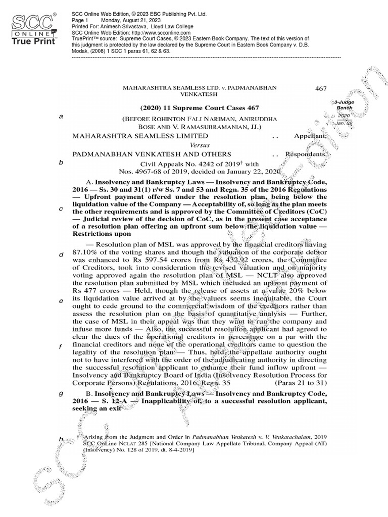 Modak 2008 SCC Judgment Analysis | PDF | Government | National Supreme Courts