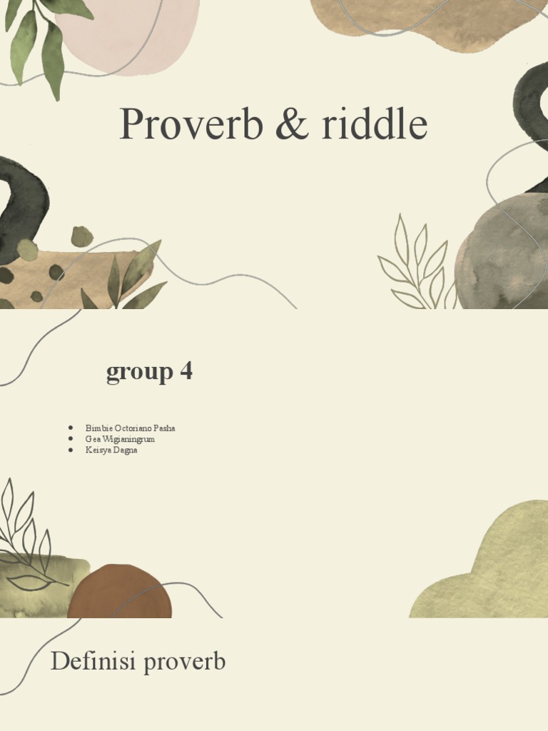 Proverb Dan Riddle | PDF | Proverb | Riddle
