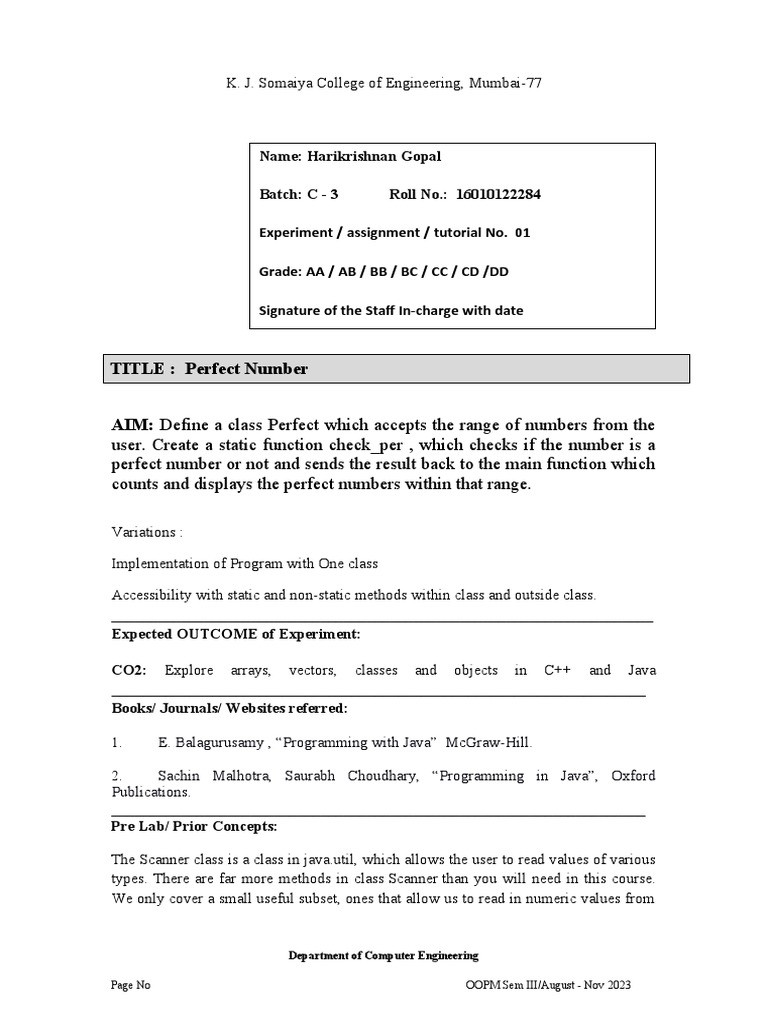 OOPM Exp1 | PDF | Computer Programming | Information Technology