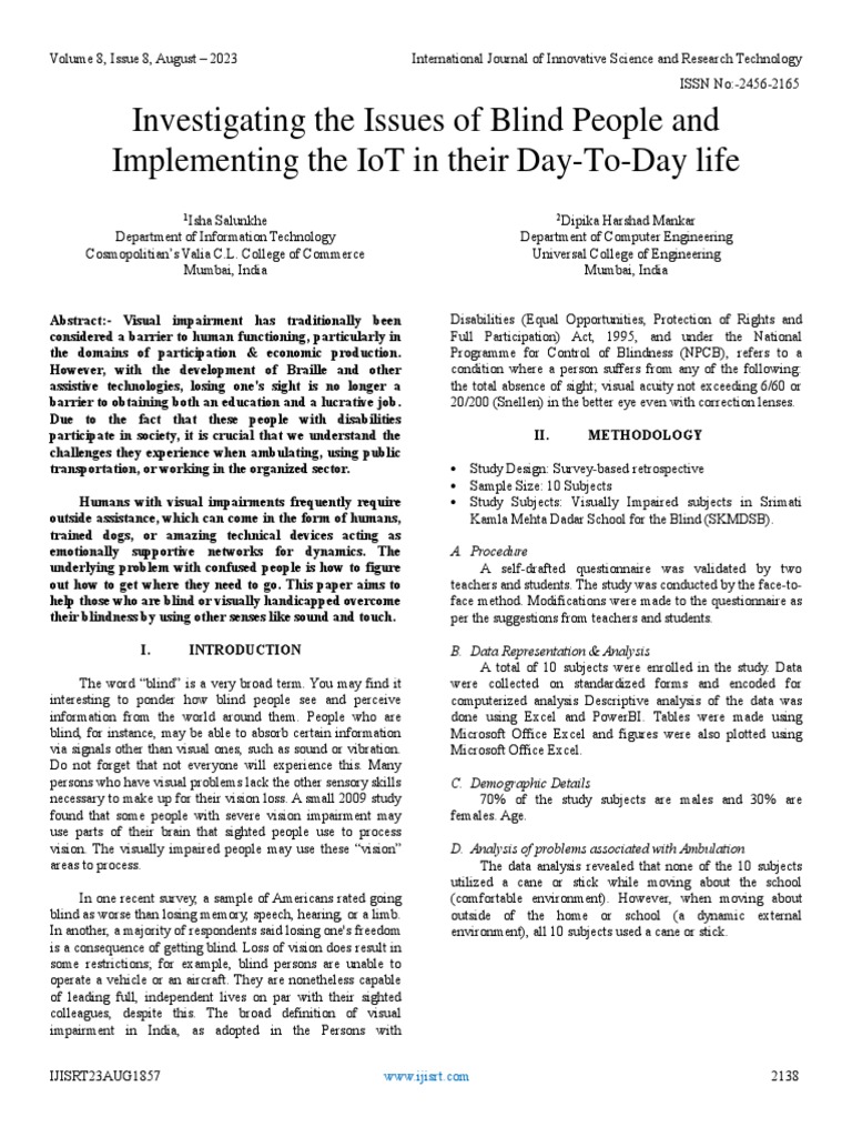 Investigating The Issues of Blind People and Implementing The IoT in ...