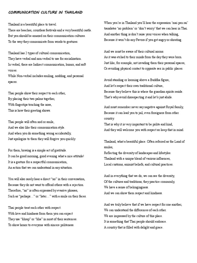 Understanding Thai Communication Culture | PDF | Nonverbal ...