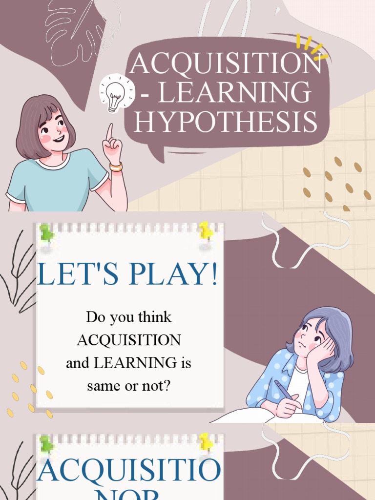 Acquisition - Learning Hypothesis | PDF