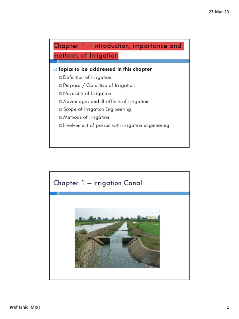 Chapter 01 - Irrigation - Definition and Methods | PDF | Irrigation | Soil