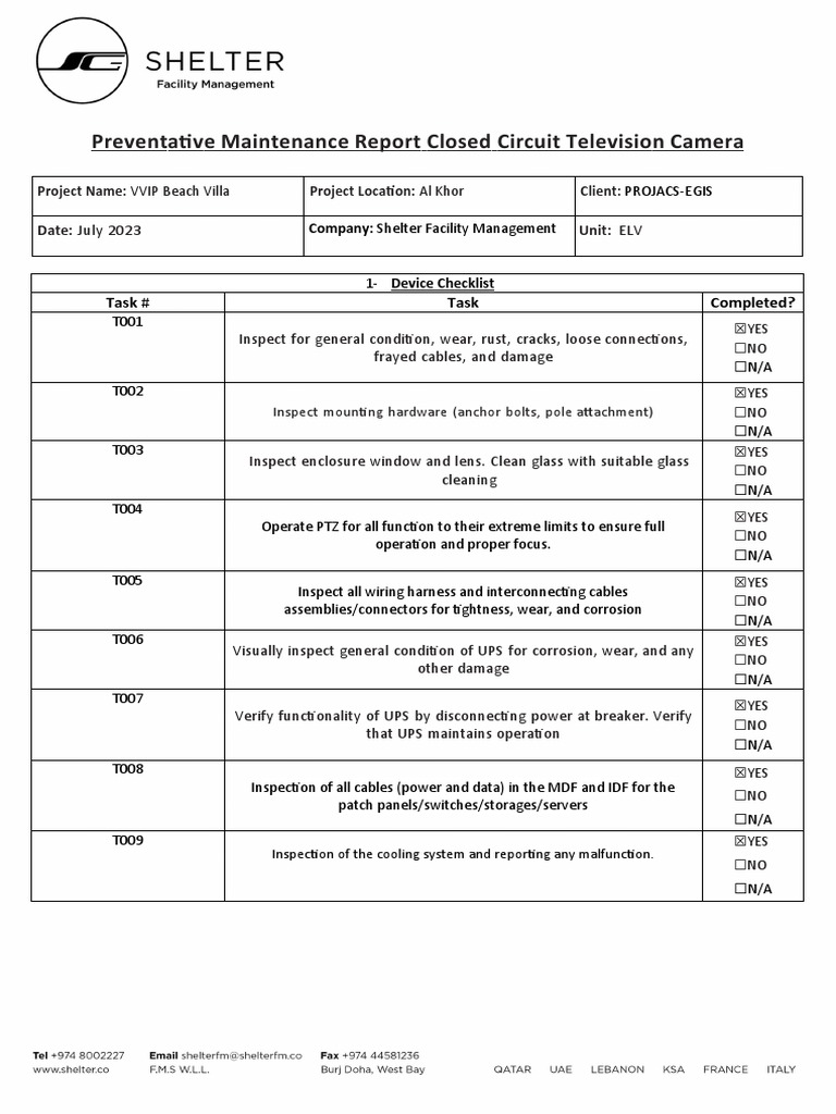 Preventive Maintenance Report for CCTV | PDF | Computer Monitor ...