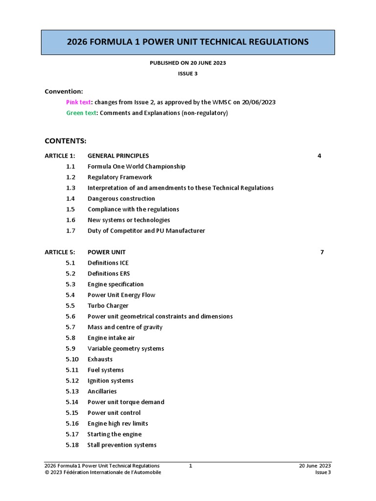 Fia 2026 Formula 1 Technical Regulations Pu - Issue 3 - 2023-06-20 ...
