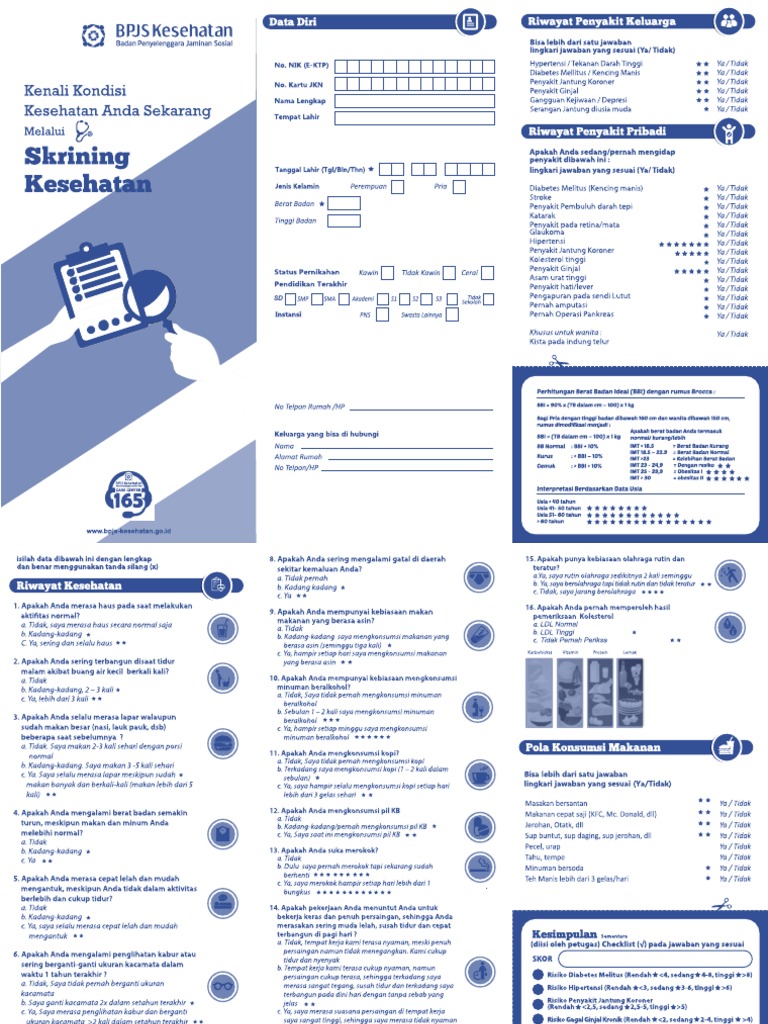 FORM Manual Skrining Riwayat Kesehatan | PDF