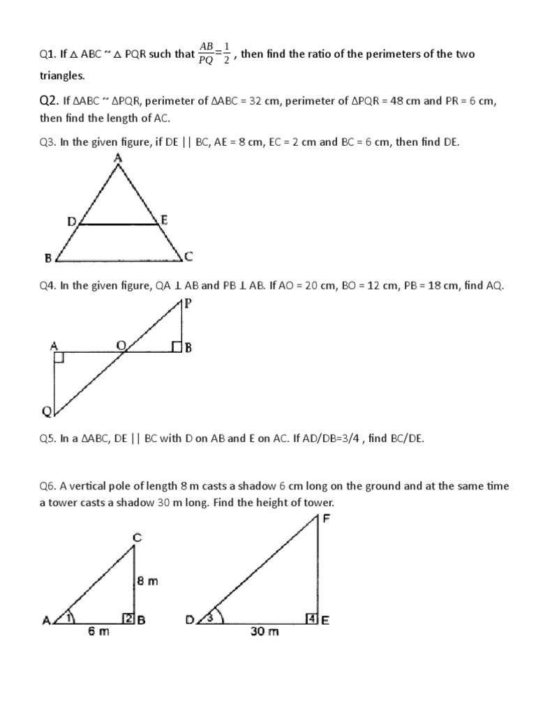 Triangles - Extra Questions-X | PDF