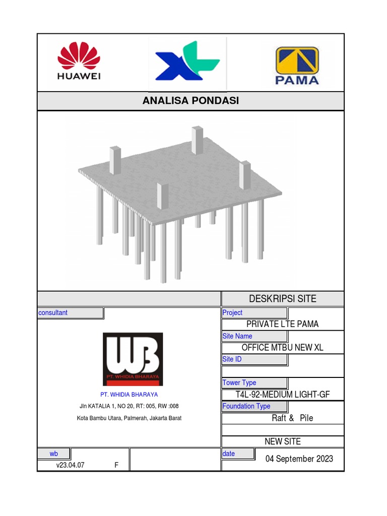 Analisa Pondasi Site Office Mtbu New XL T4l-92-Medium Light-Gf Rev 5 | PDF | Deep Foundation ...