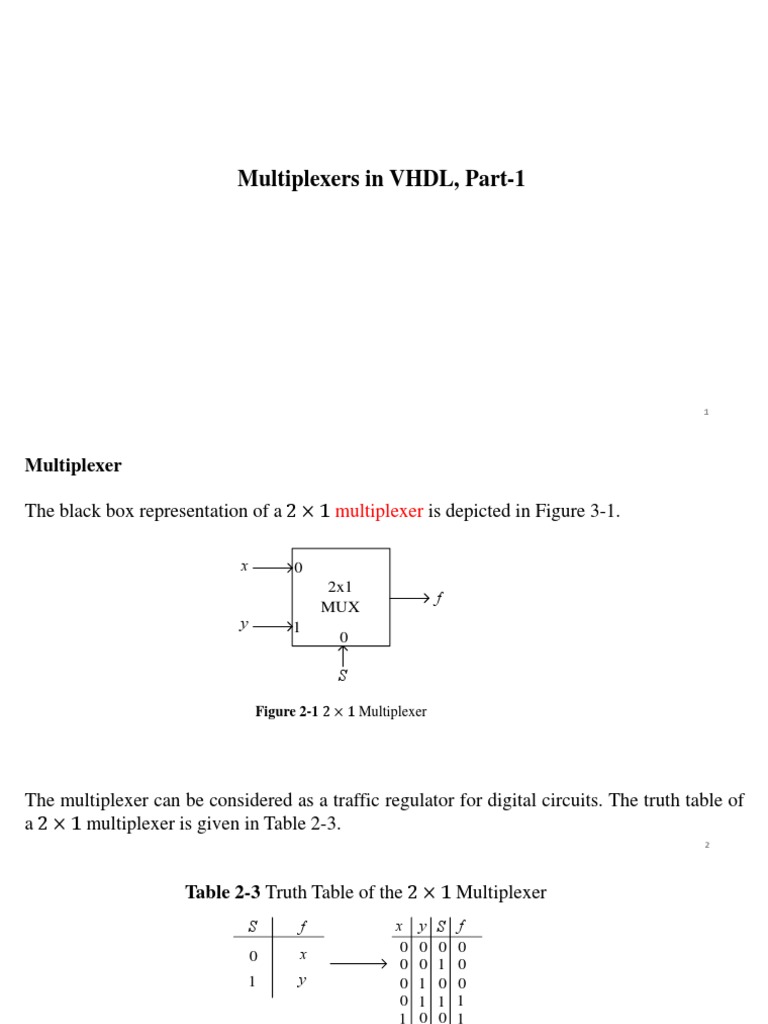 3.1 Lec11 - MUXES in VHDL - Part1 | PDF | Vhdl | Electrical Engineering 3.1 Lec11 - MUXES in VHDL - Part1 | PDF | Vhdl | Electrical Engineering