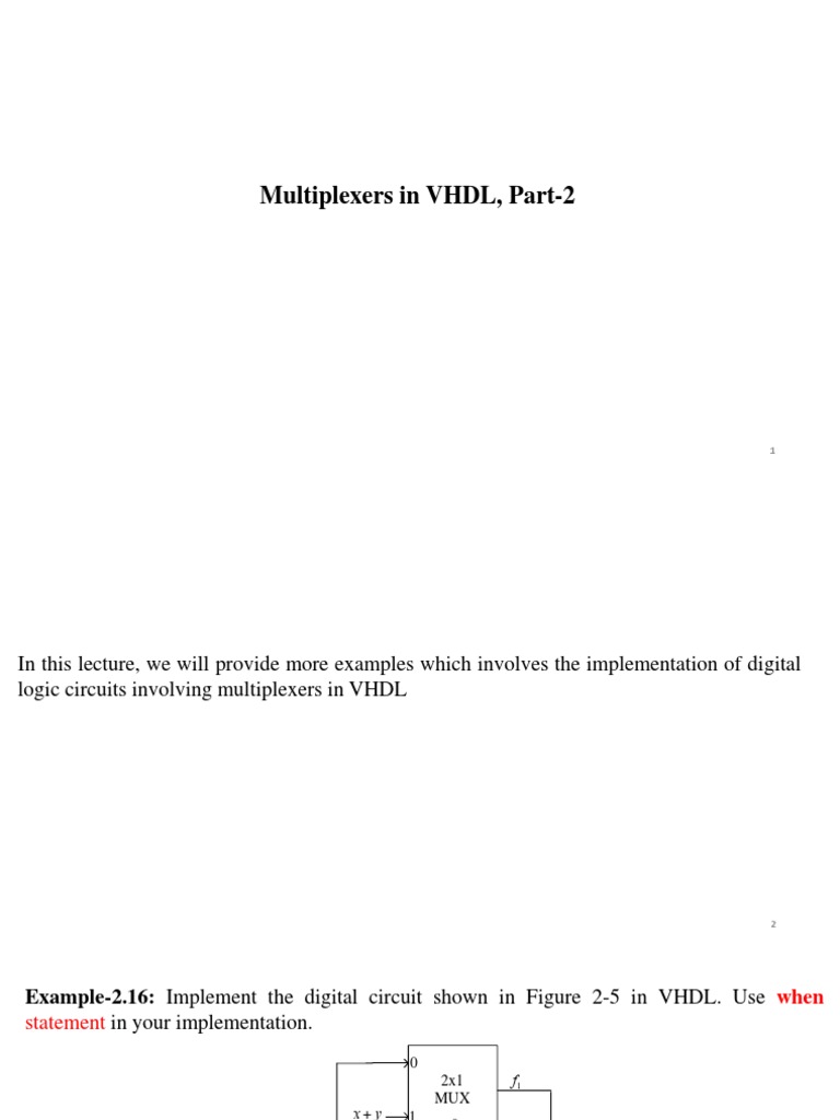 4.1 Lec12 - Muxes in VHDL - Part2 | PDF | Vhdl | Computer Engineering