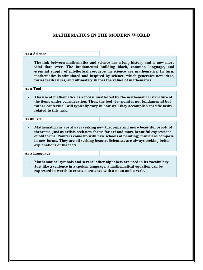 Exploring Mathematics in Modern Science | PDF | Social Science