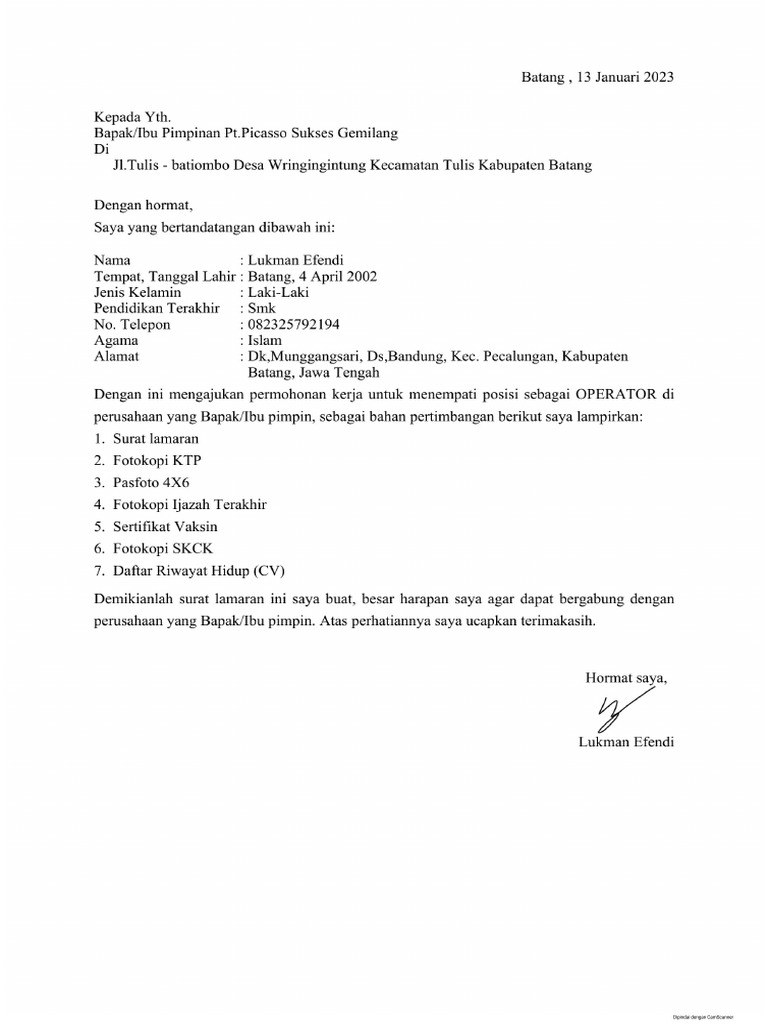 S.lamaran Kerja | PDF