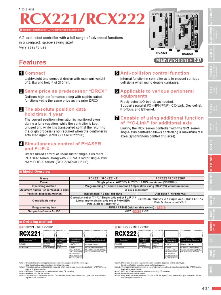 rcx221 rcx222 | PDF | Cartesian Coordinate System | Electric Motor