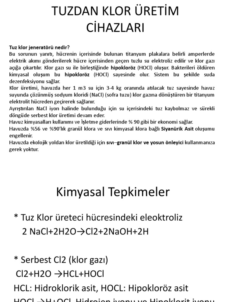 TUZDAN KLOR ÜRETİM CİHAZLARI | PDF