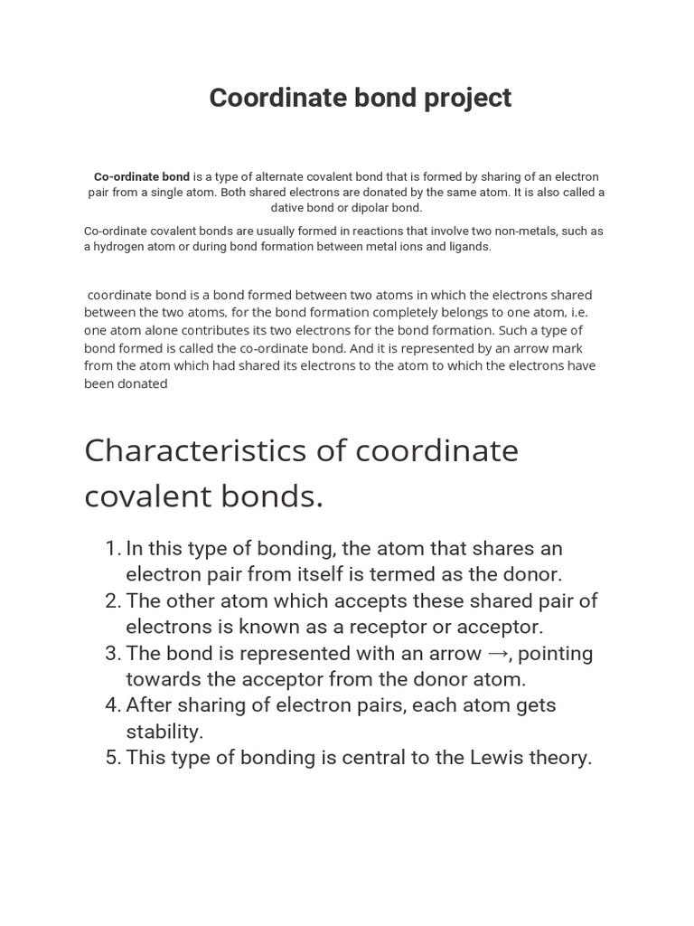 Coordinate Bond Chart | PDF