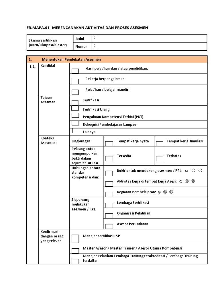 Form Bukti Merencanakan ASESMEN | PDF