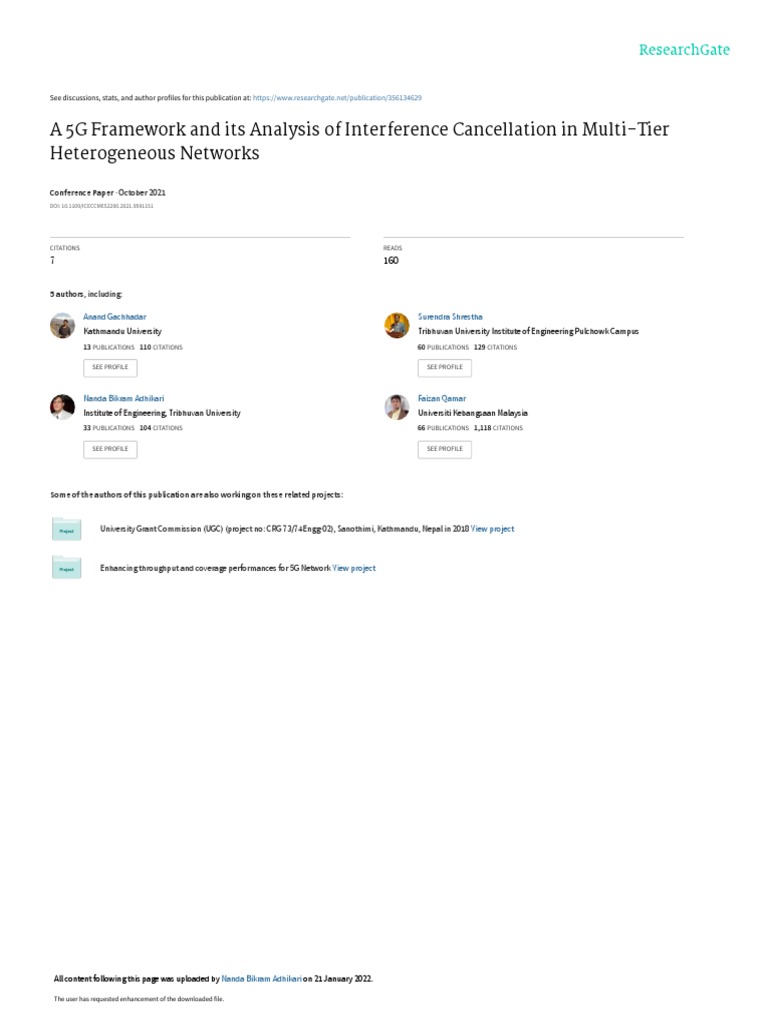 A 5G Framework and Its Analysis of Interference Cancellation in Multi-Tier Heterogeneous ...