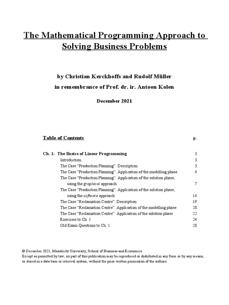 QM3 Reader 2021-2022 Week 1 | PDF | Mathematical Optimization | Linear Programming