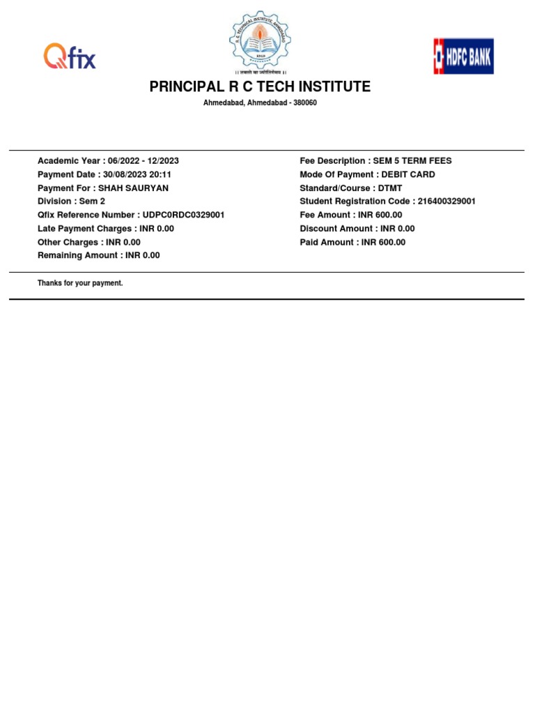 Qfix-Payment-Receipt-Sem 5 Term Fees | PDF | Computers | Technology ...