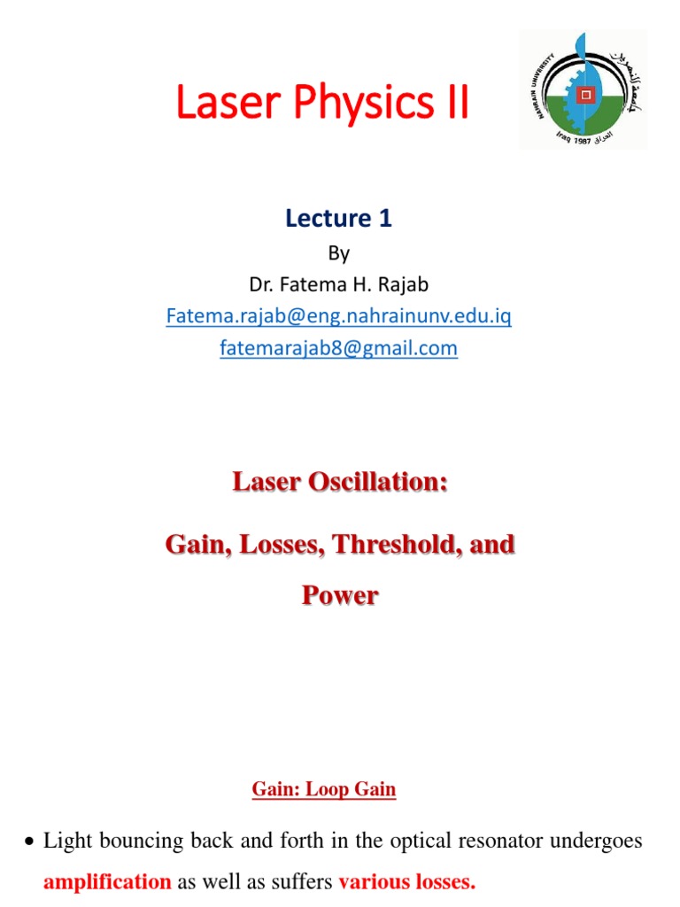 Lec 1 2 | PDF | Laser | Optics