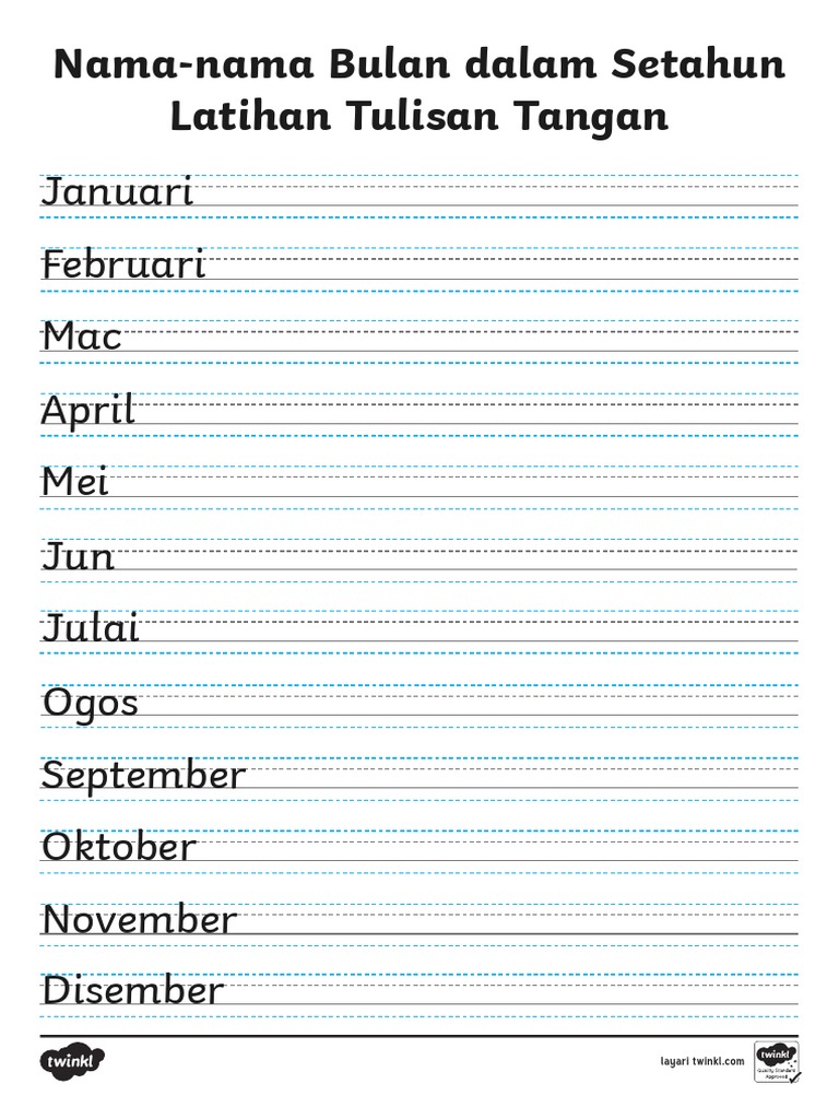 My BM 1640052643 Latihan Menulis Nama Nama Bulan Dalam Setahun Ver 1 | PDF