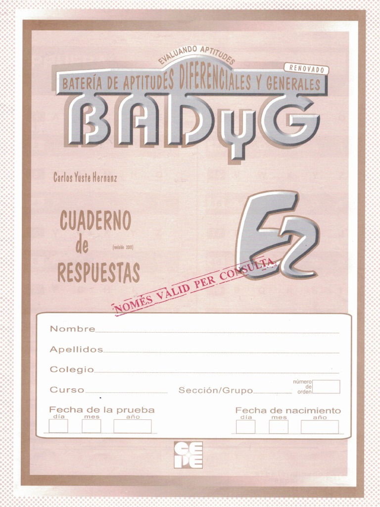 BADYG-E2-R Cuader Respues. | PDF