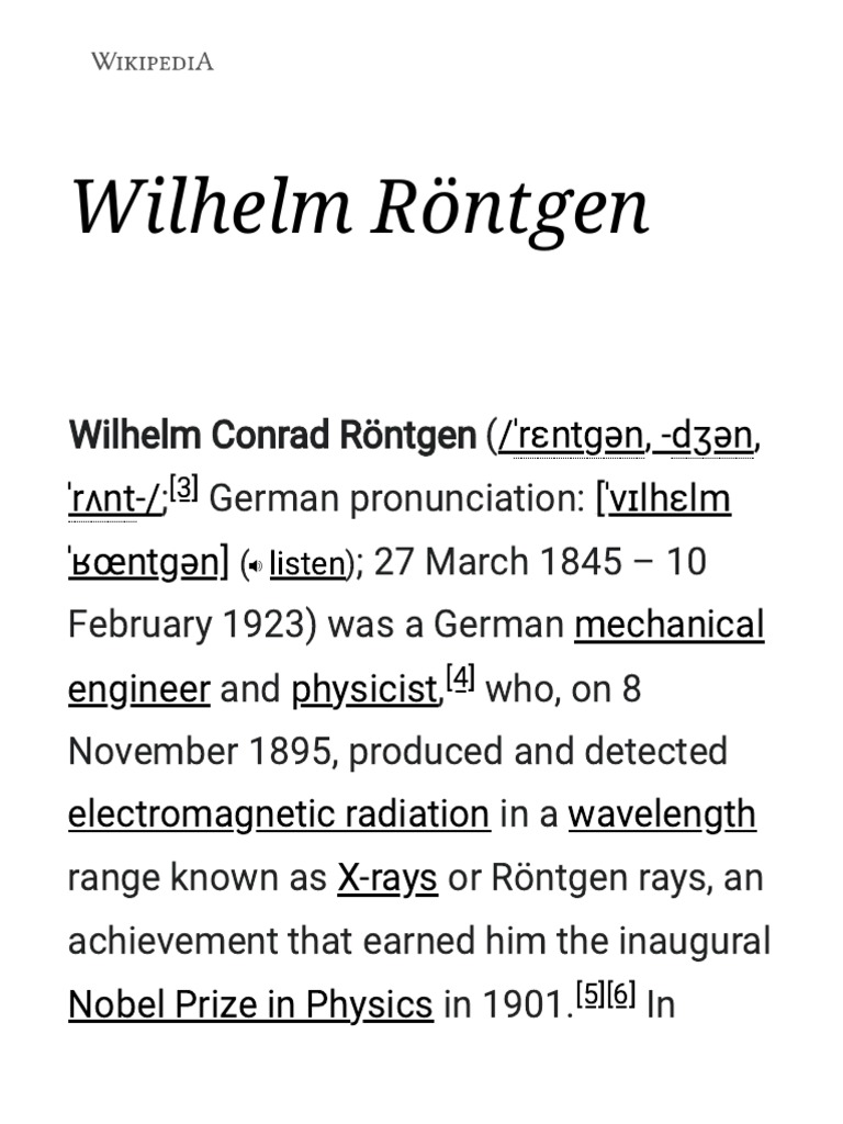 Wilhelm Röntgen: X-ray Pioneer | PDF