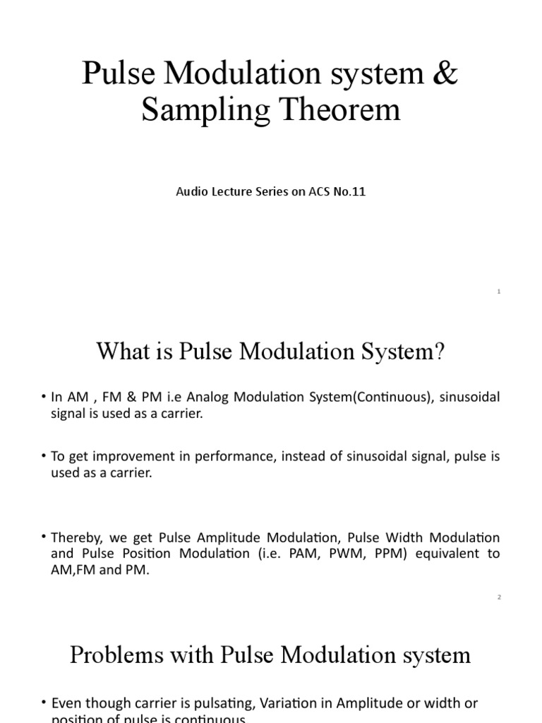 Pulse Modualtion System-Sampling Theorem | PDF