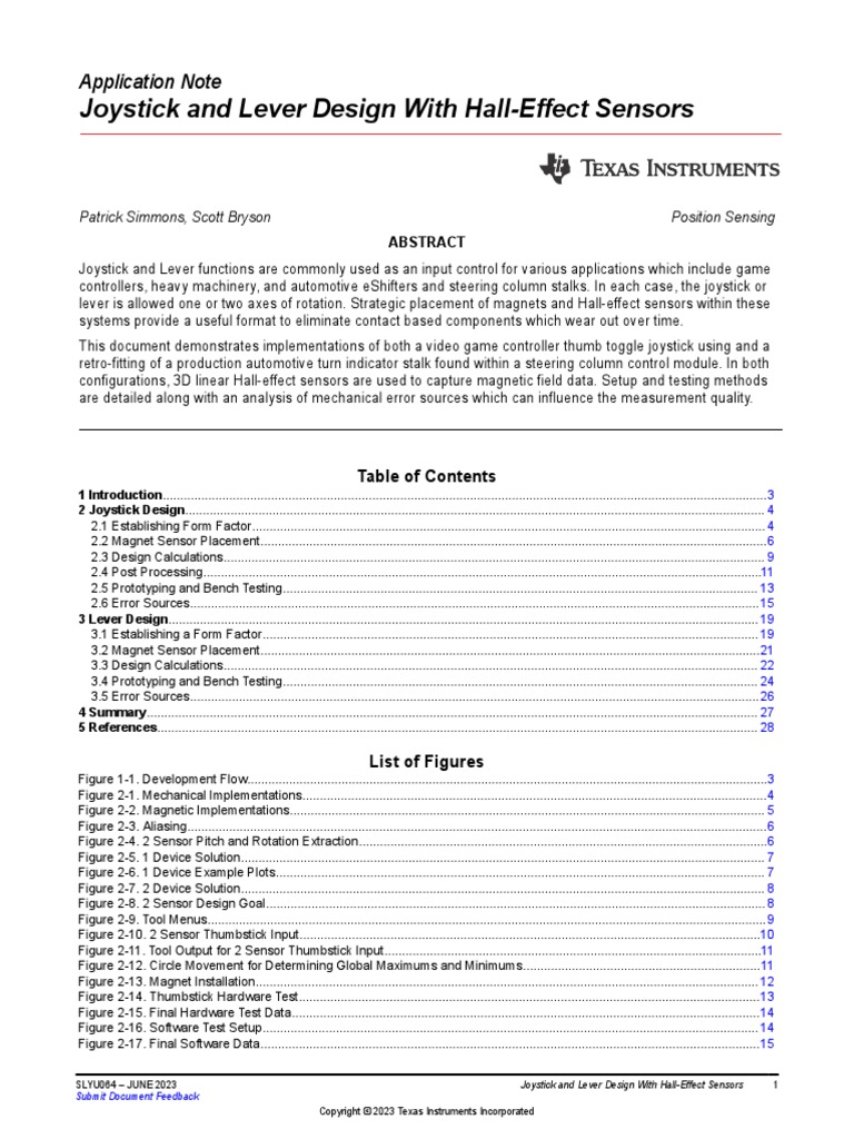 Joystick and Lever Design With Hall-Effect Sensors | PDF | Lever | Sensor