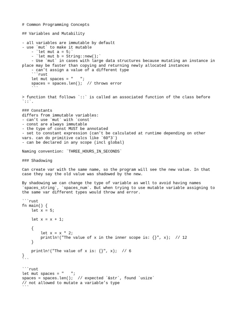 Common Concepts in RUST | PDF | Computer Programming | Mathematical Logic