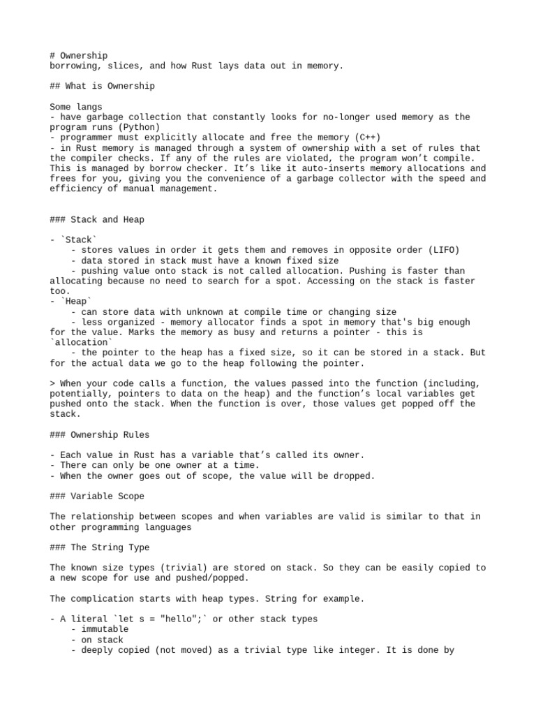 Ownership In Rust Pdf Pointer Computer Programming Variable Computer Science 