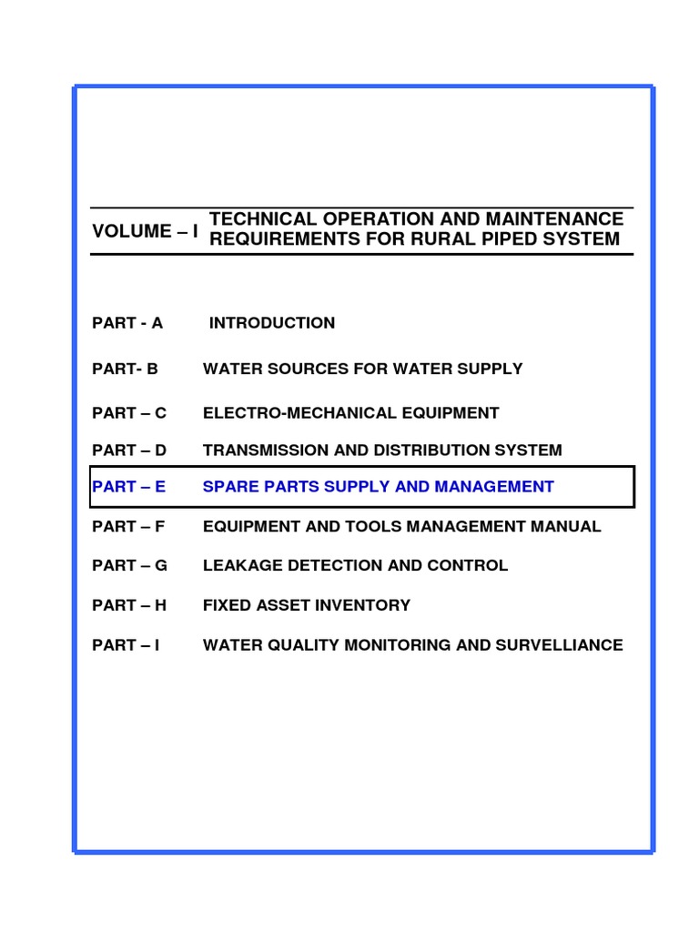 Part - E - Spare Part Supply and Managment | PDF | Water Supply ...