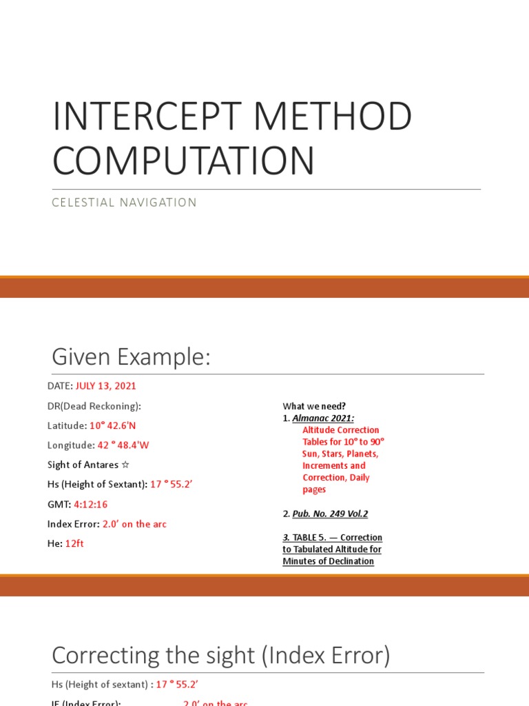 Intercept Method Computation Celes Nav | PDF