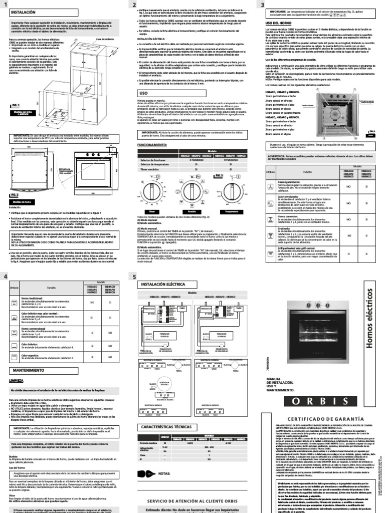 Guía de Uso y Seguridad de Hornos ORBIS | PDF
